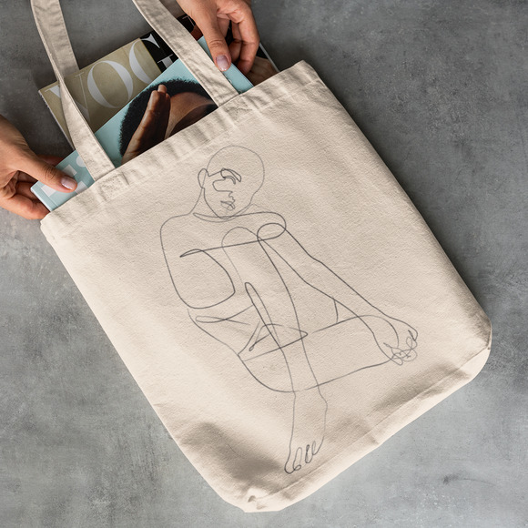 Outfit Bits | Bags | Female Twist Body Sketch Line Art Tote | Poshmark